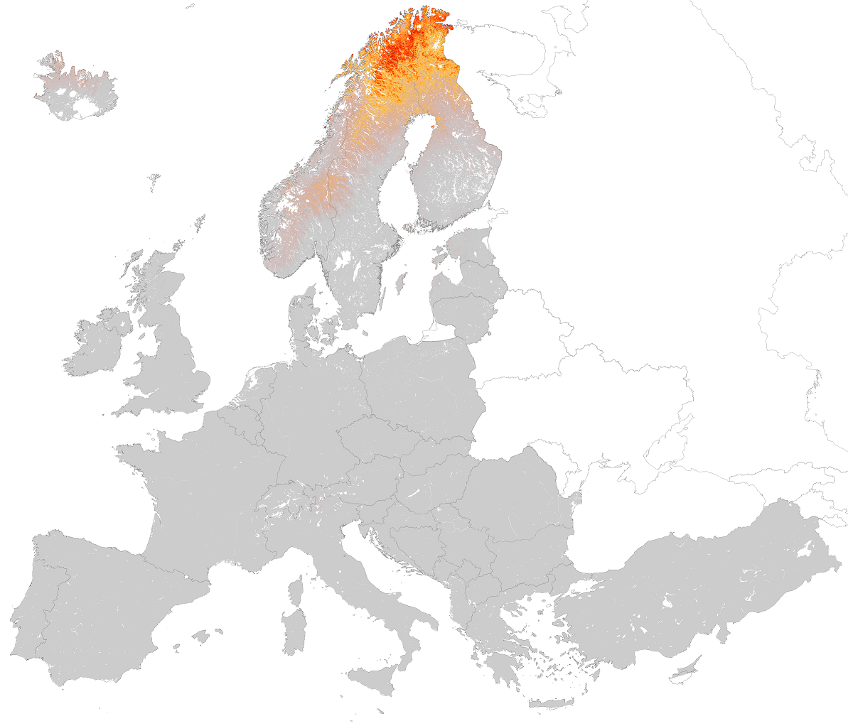 EUNIS heathland, scrub and tundra habitat type, predicted distribution ...