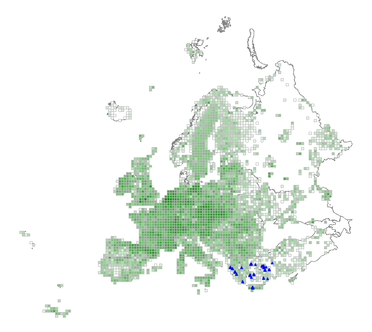 EUNIS forest and other wooded land habitat types, distribution based on ...