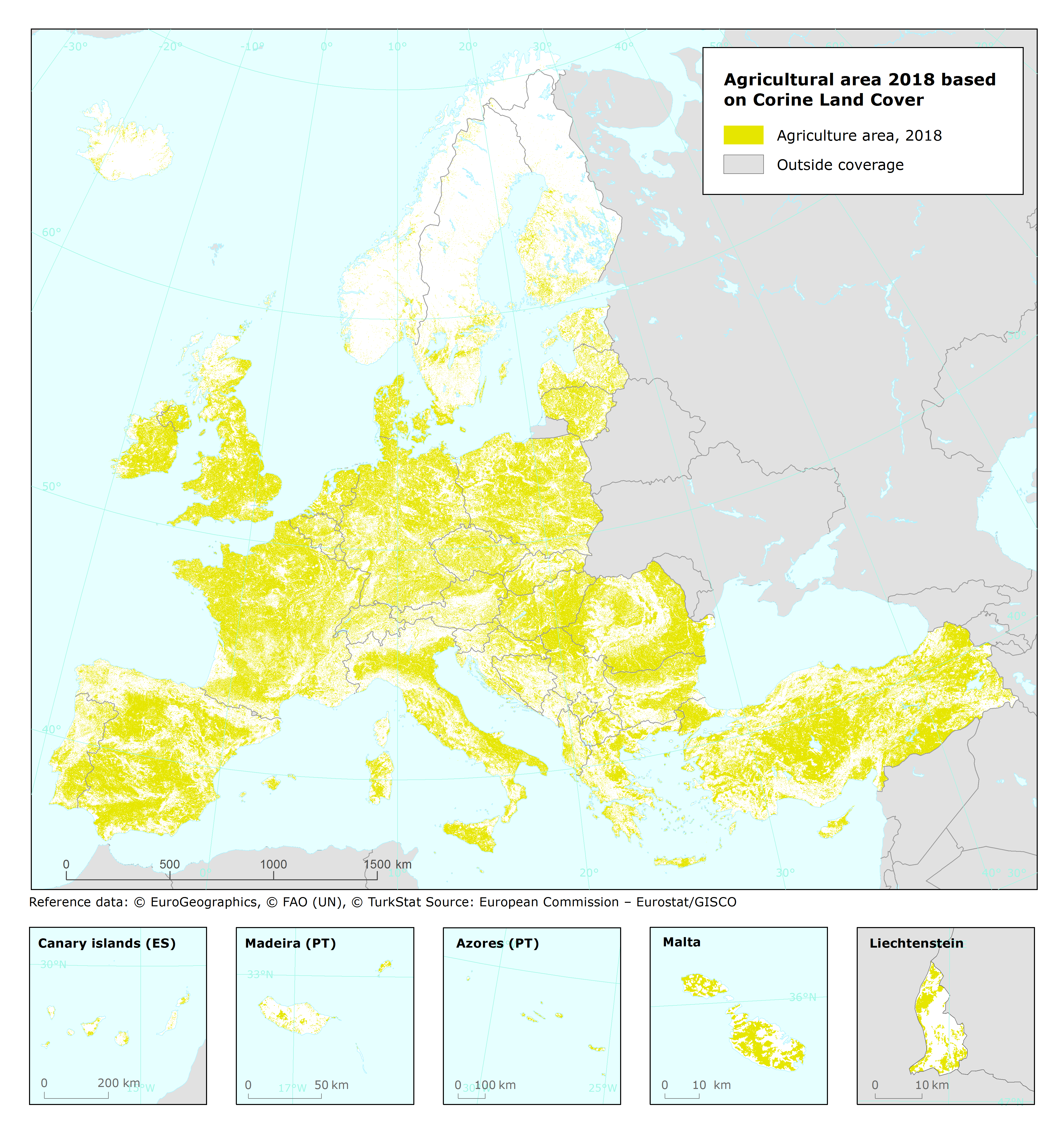 Agricultural area 2018 based on Copernicus data - version 1, Sept. 2022
