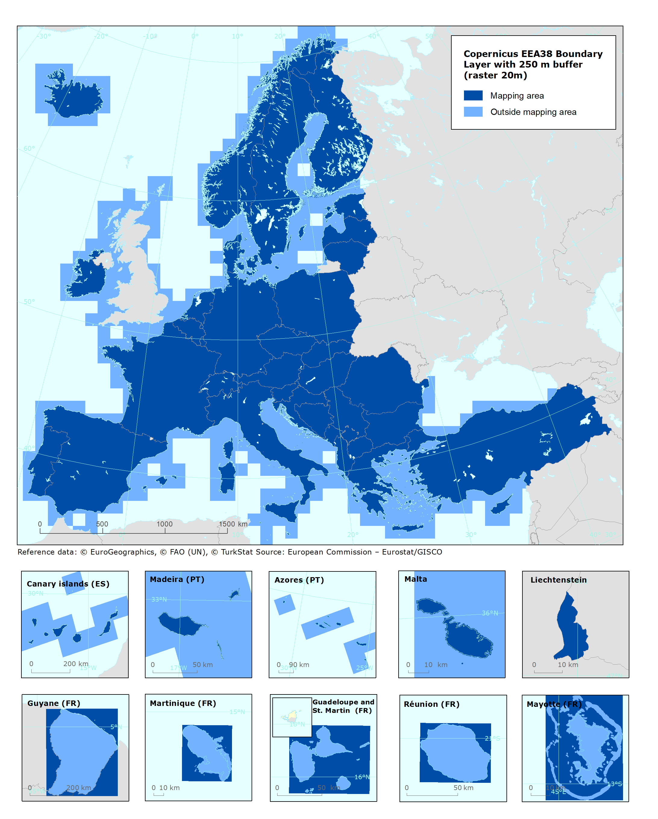 Copernicus EEA38 Boundary Layer with 250 m buffer (raster 20m), version ...
