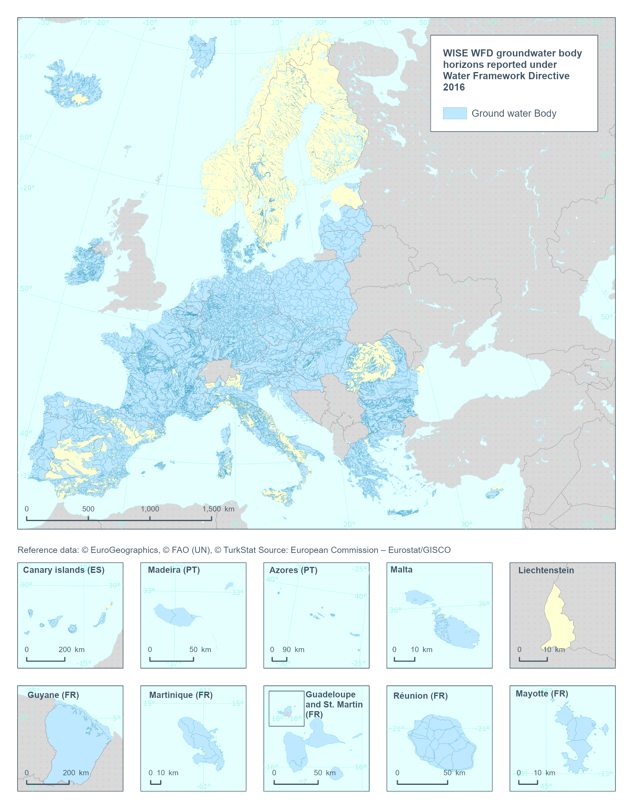 WISE WFD groundwater body horizons reported under Water Framework Directive